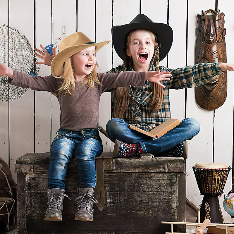 Palarie cowboy din fetru, Joyoy®, design pinch front, banda aurie ...