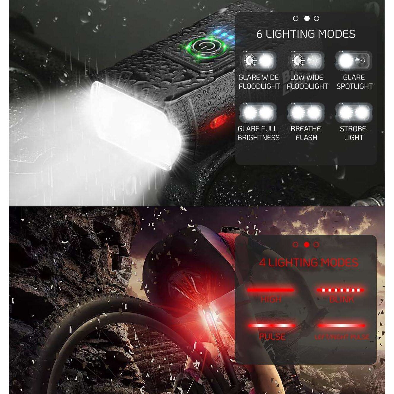 Set lumini bicicleta noapte mini - LED frontal USB, 2 lumini, rezistent ...