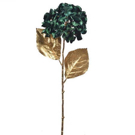 Floare artificiala de craciun hortensie verde cu tulpina lunga & frunze ...