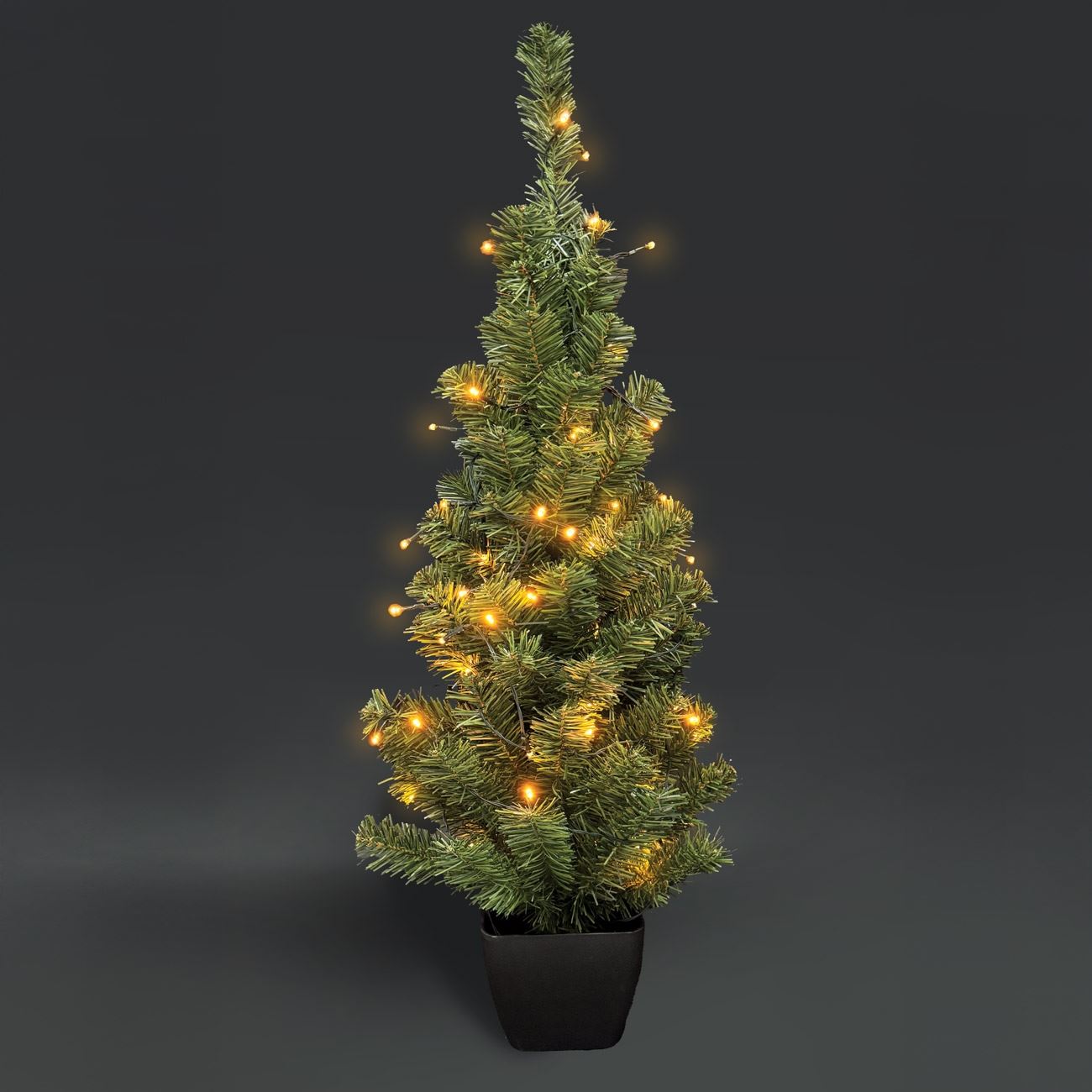 Brad decorativ in ghiveci cu 50 de led-uri cu baterii - 90cm - eMAG.ro