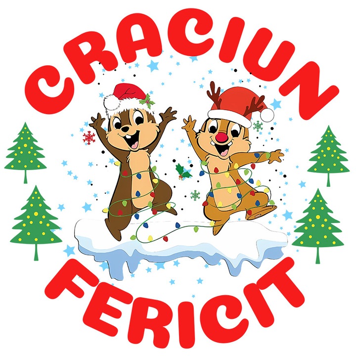 Sticker Cu Univers Disney cu Chip si Dale de Craciun Adeziv, Vinyl, cu ...