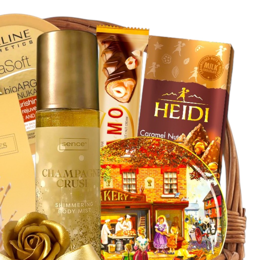 Cos Cadou pentru Femei, model Champagne Crush, cu Produse Cosmetice si ...