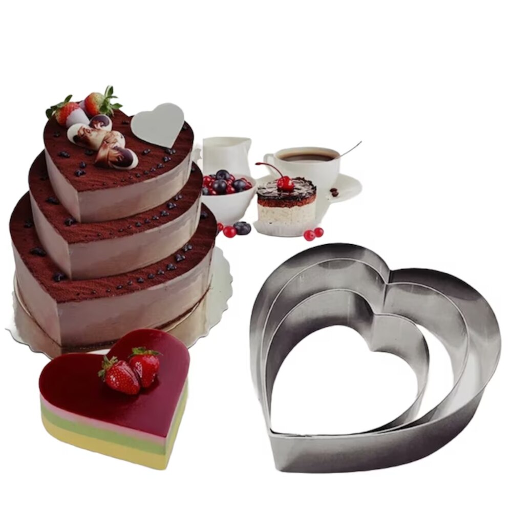 Set 3 rame MADGENIX pentru tort, forma de inimi – ideal pentru ...