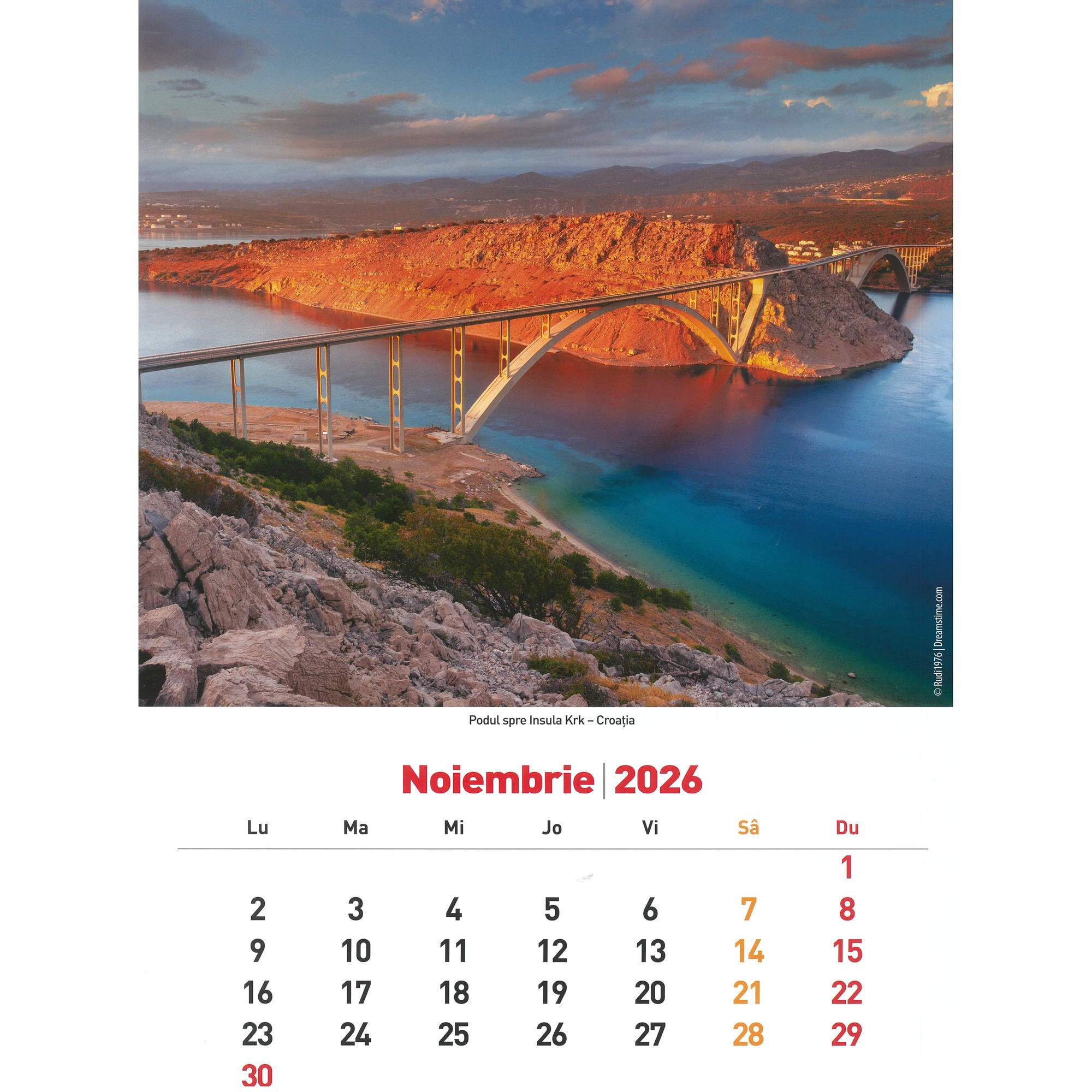 Calendar poduri celebre anul 2026, A3, 12 file, Alias Publishing - eMAG.ro