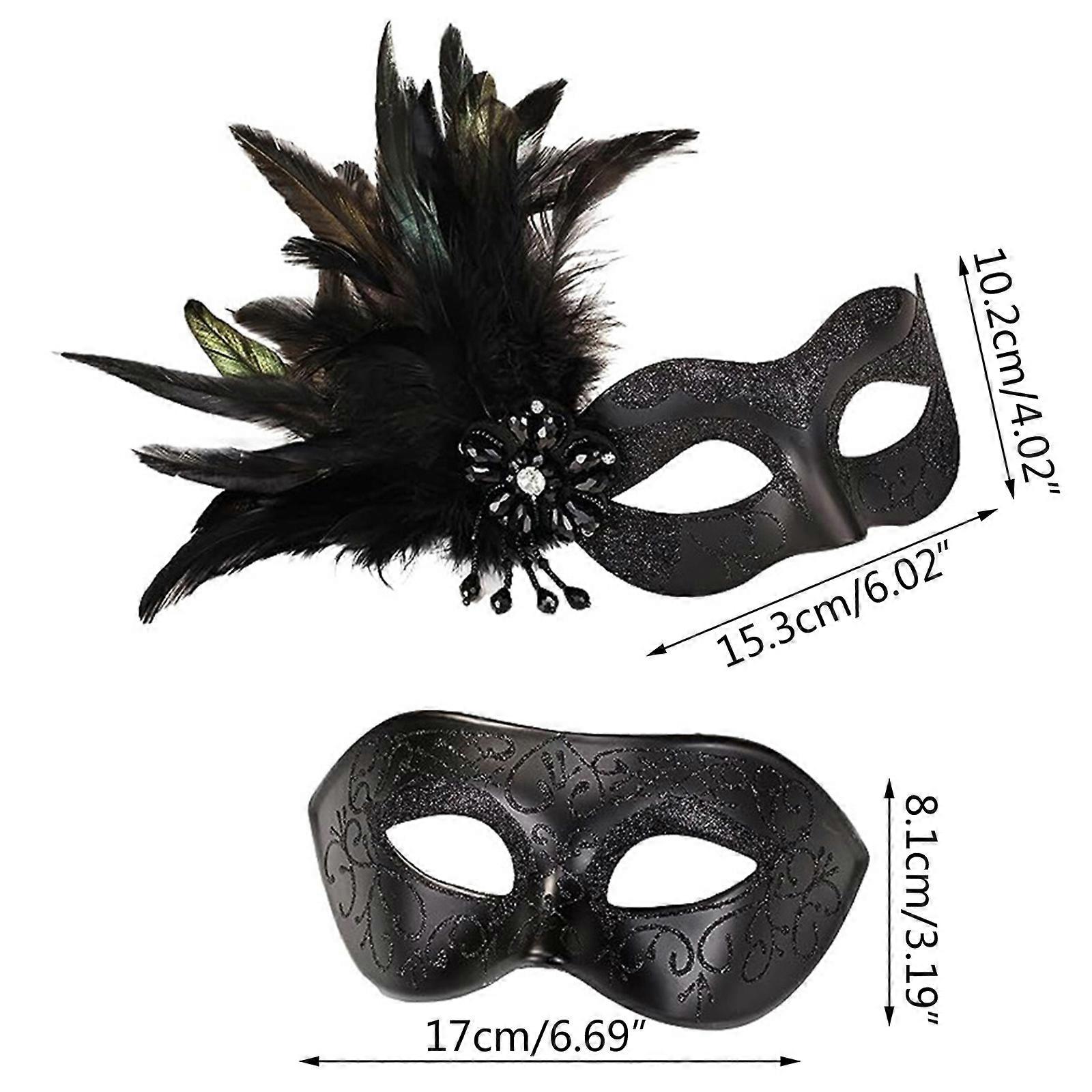 Set 2 Masti de Carnaval pentru Cupluri, Plastic, Multicolor, Unisex ...