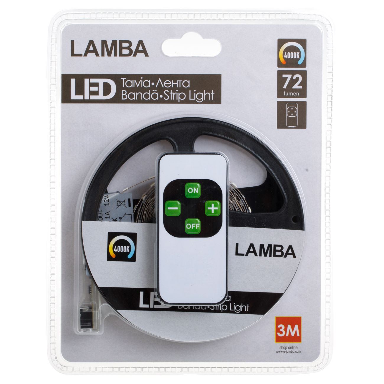 Banda Strip Light Autocolanta cu Lumina Alba si Telecomanda 12V - 3m ...
