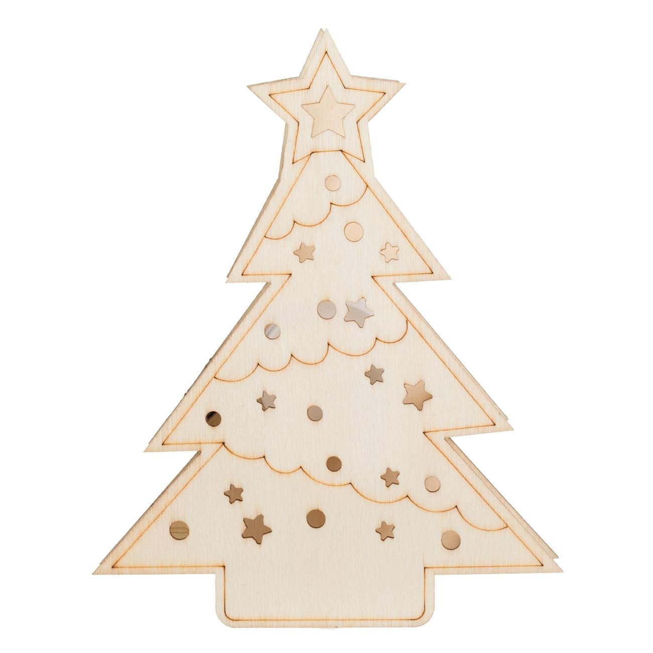 Set Creativ de Craciun Brad din Lemn cu Lumina & 3 Carioci 12x15cm ...