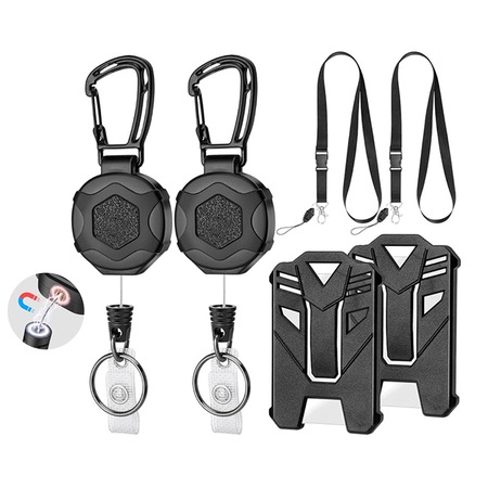 Set de 2 brelocuri magnetice retractabile, ZOUN, cu snur si suport ...