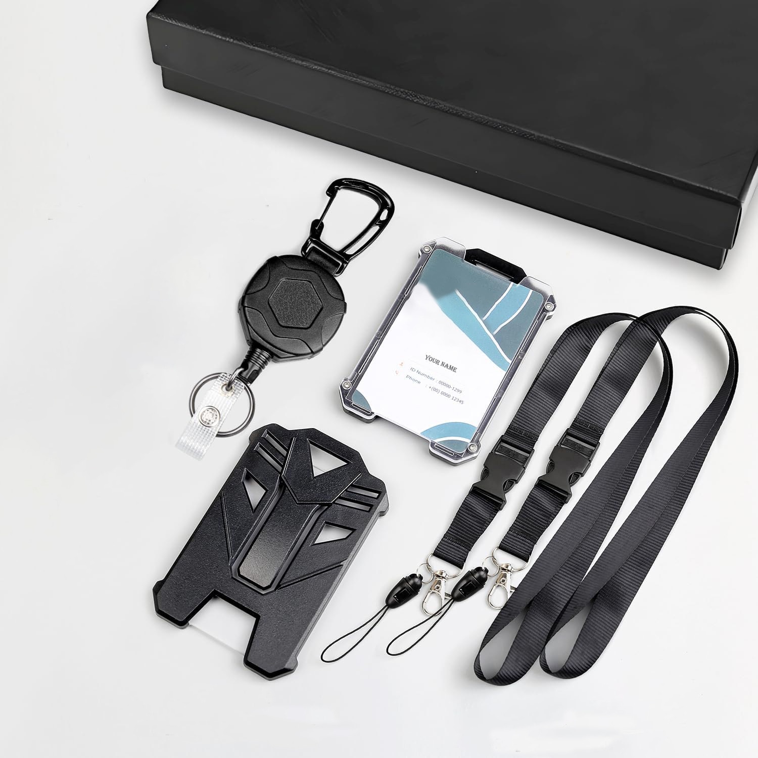Set de 2 brelocuri magnetice retractabile, ZOUN, cu snur si suport ...