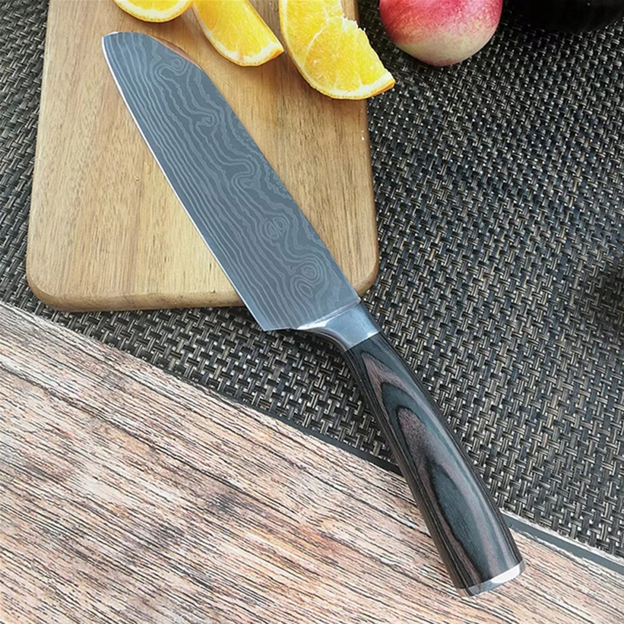 Japán séf kés 22 cm rozsdamentes damaszkuszi acél ergonomikus fa ...