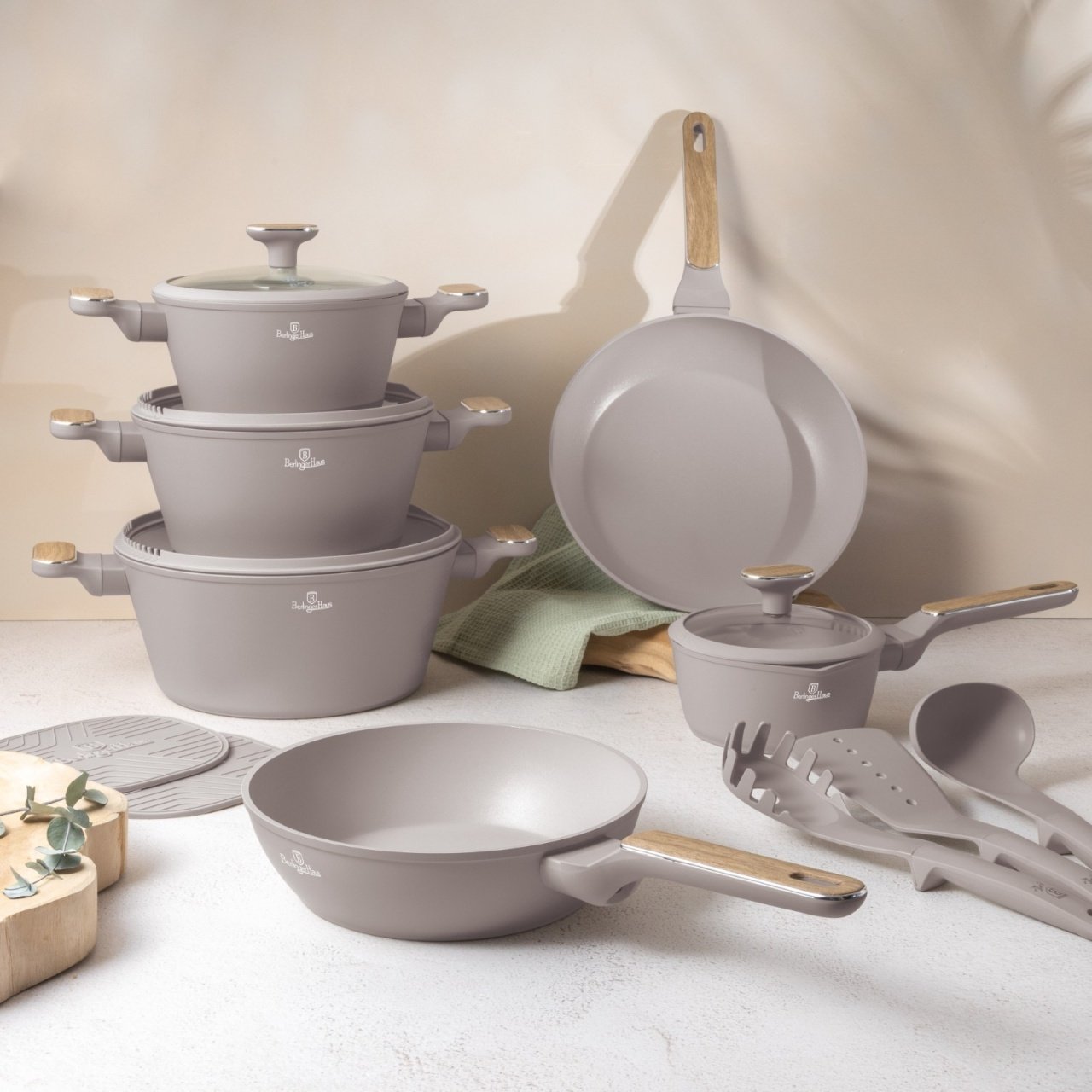Set oale si tigai 15 piese Nordic Taupe Berlinger Haus BH 8344, gri ...