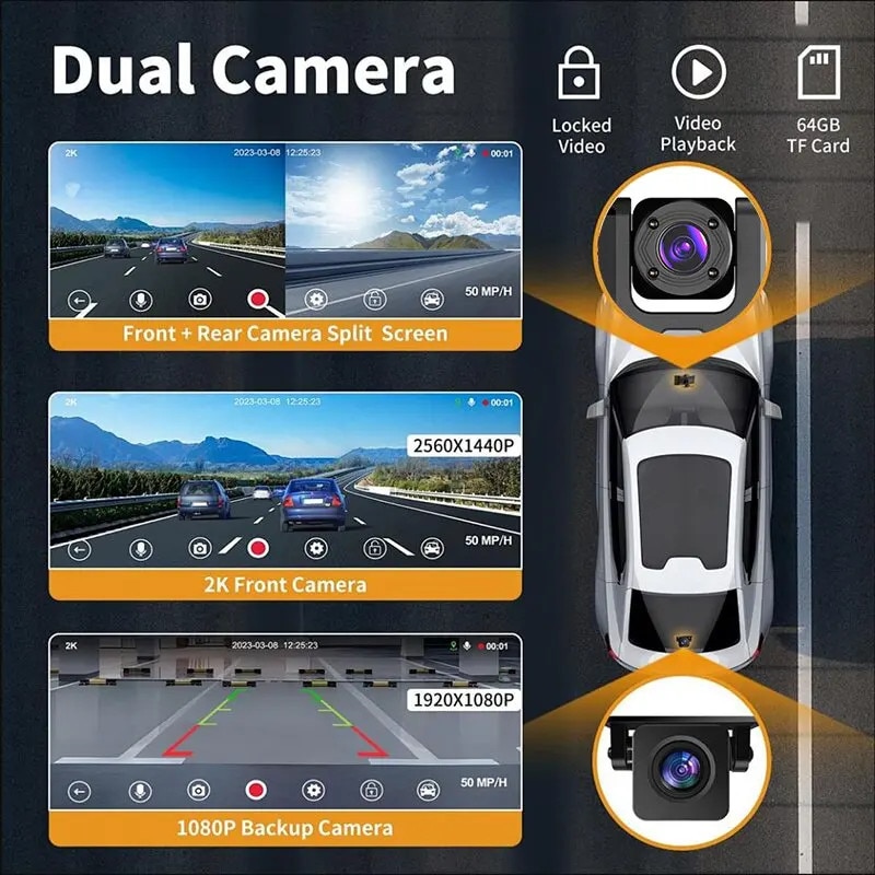 Camera Auto De Bord DVR NexVortk® TRIO Camera High PRO Full HD 1080P, 3 ...
