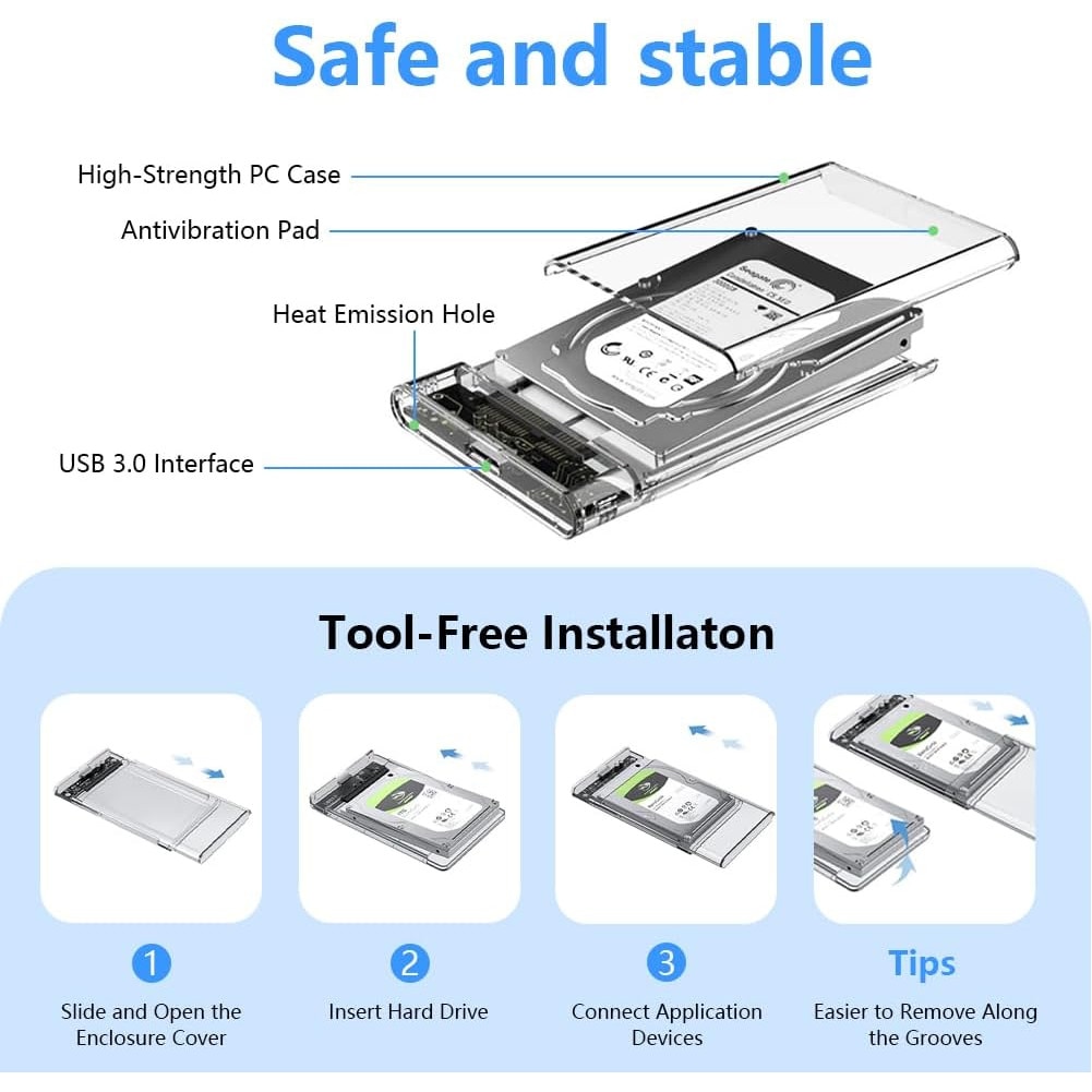 Rack extern pentru hard disk 2.5", SuooTci, SATA la USB 3.0, 5Gbps ...