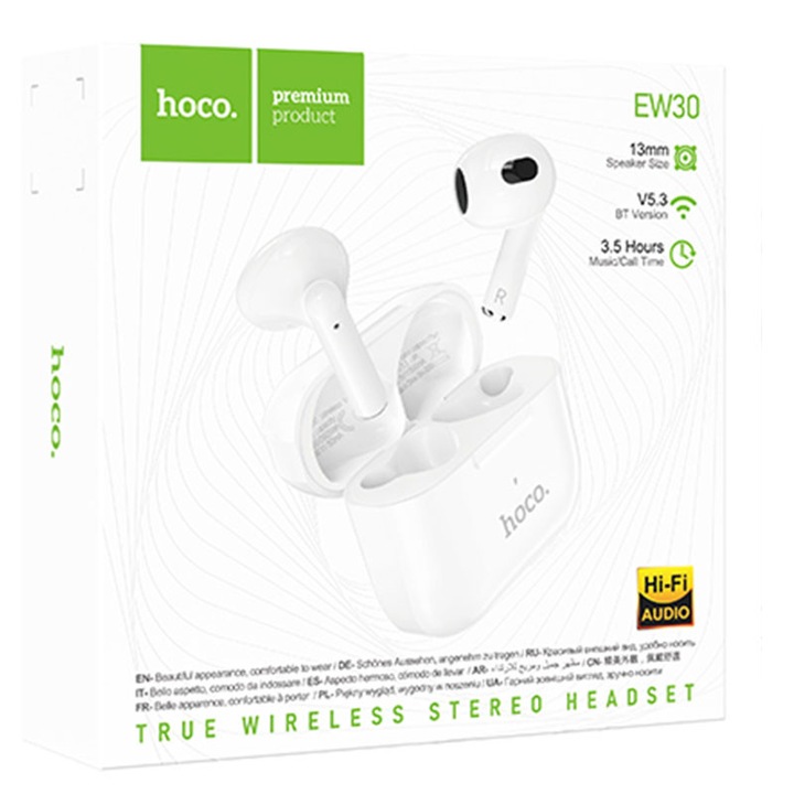 Casti Wireless Hoco (EW30), Casti Wireless, Ear Buds, BT 5.3, 150h ...