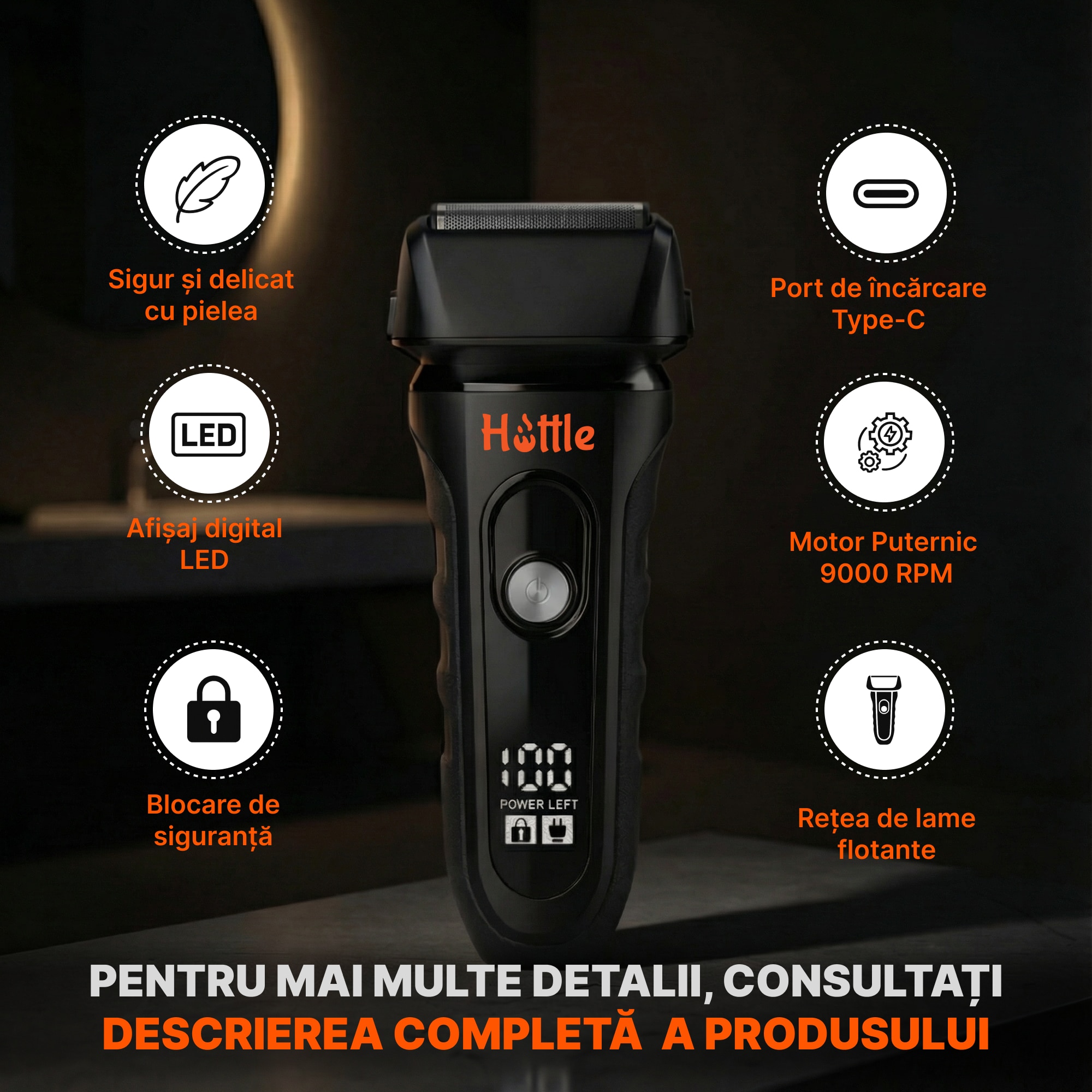 Aparat de Ras si Barbierit Electric, Profesional, HOTTLE®, Motor 9000 ...