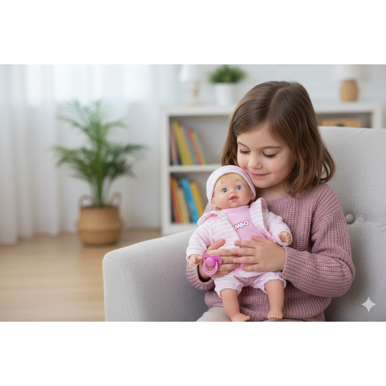 Papusa bebelus GLOBO 40cm, plange si vorbeste, costumas roz cu ...