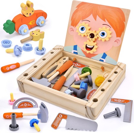 Trusa de Scule din Lemn Montessori, XGETOP®, Dezvolta Inteligenta ...