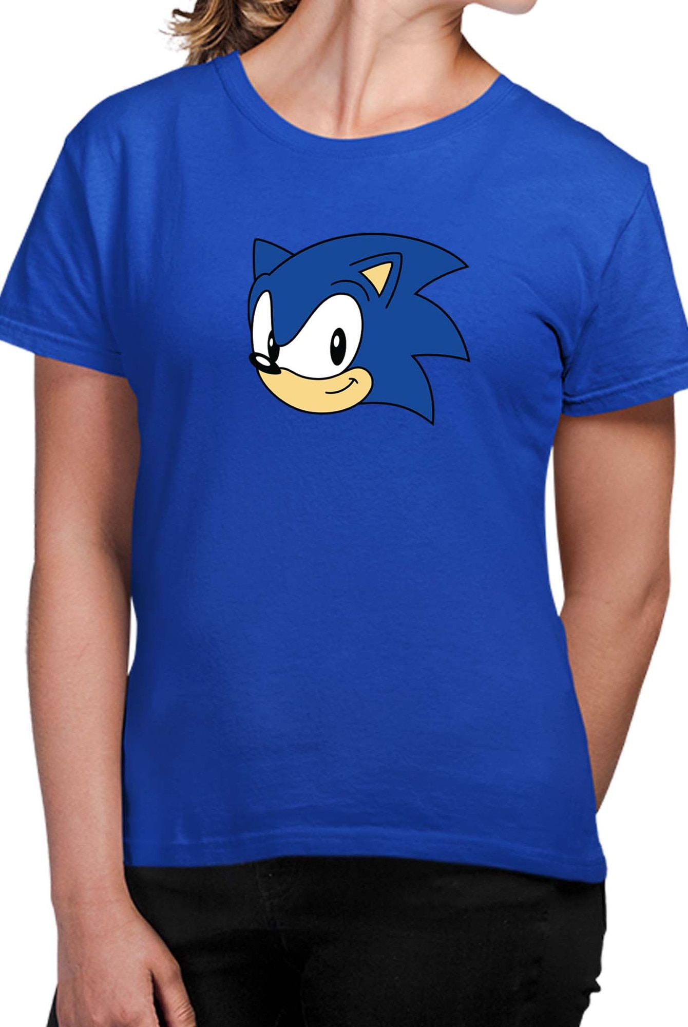 Tricou dama SONIC the Hedgehog OPT Sonic Face, Albastru, M - eMAG.ro