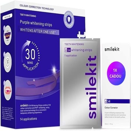 Set benzi albire dinti 14 tratamente (28 benzi) + inalbitor V34, fara ...
