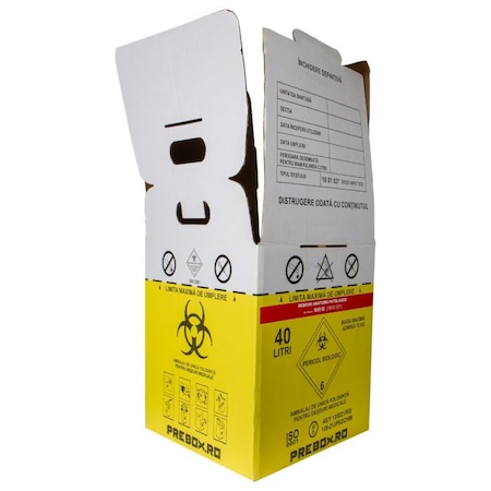Cutie de colectare deseuri medicale cu sac galben Biohazard, 40L ...