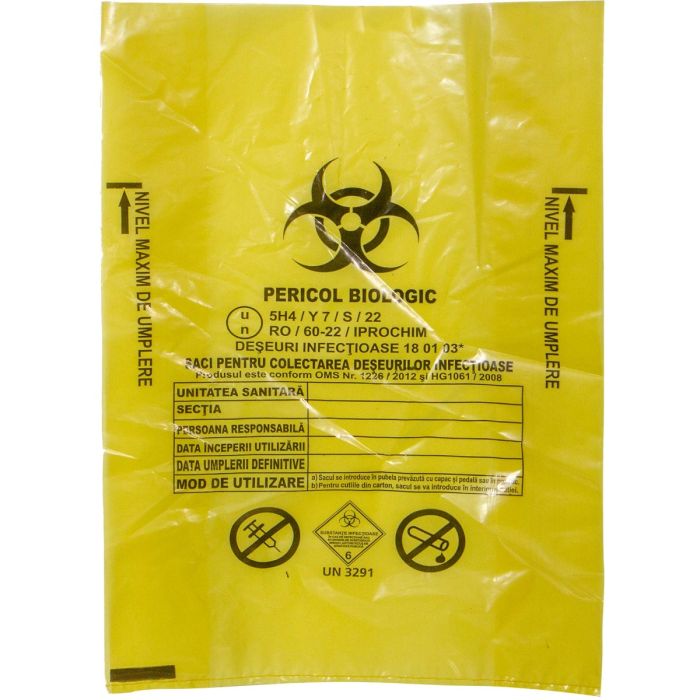 Cutie de colectare deseuri medicale cu sac galben Biohazard, 40L ...