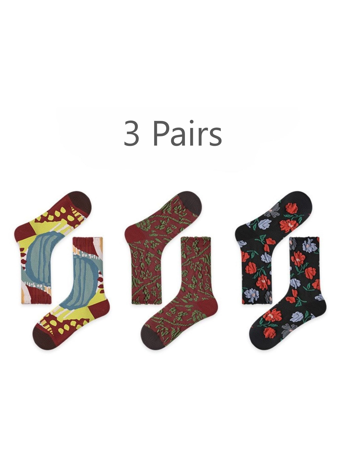 Sosete dragute si creative pentru femei, set de 3 perechi, design ...