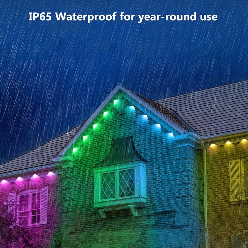 Ghirlanda LED RGBIC impermeabila IP65, 15m, 30 LED-uri, multicolor ...