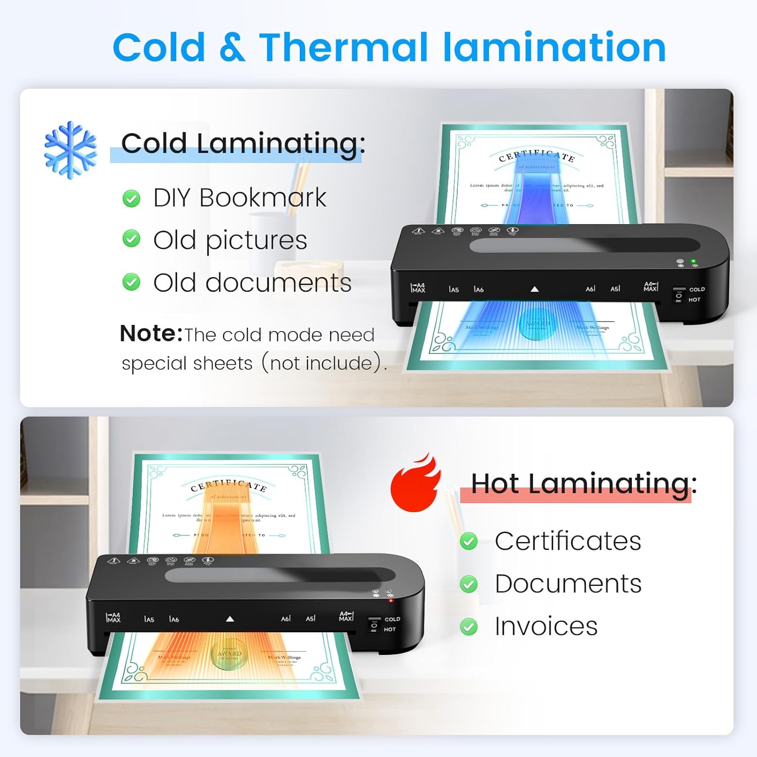 Laminator, A4, laminare la cald si la rece, 32cm/min, Control ...