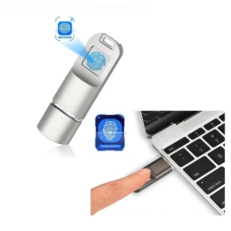 Stick Memorie USB HI SPEED, 128 GB, Criptat amprentă, Argintiu, 3.0 ...