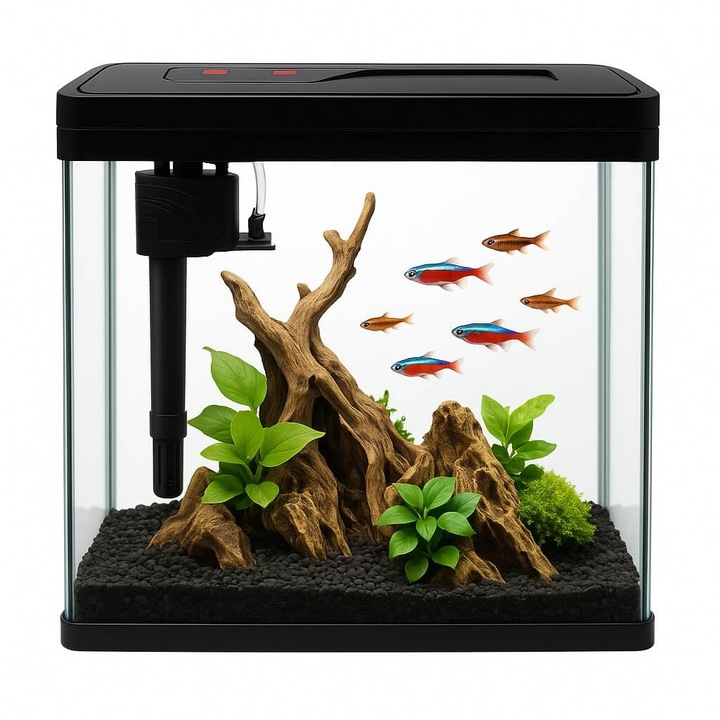 Acvariu mic 10 litri Perfect Aqua Tank cu capac, filtru on-top si ...
