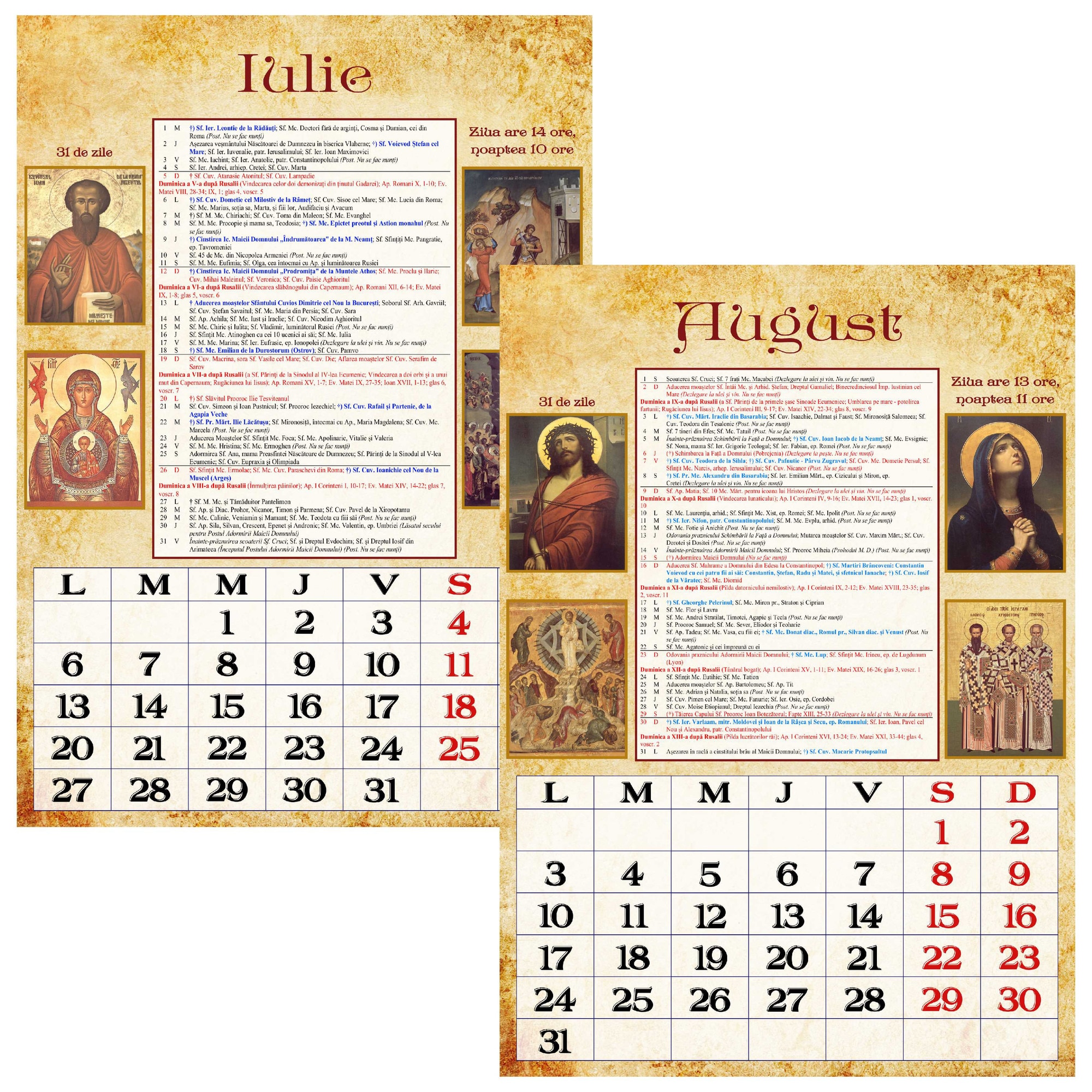 Calendar ortodox de perete 2026, galben, format A4 - eMAG.ro