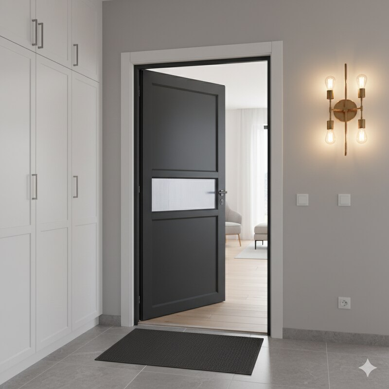 Usa exterior termopan(PVC) Hamburg 25% sticla, culoare antracit ...