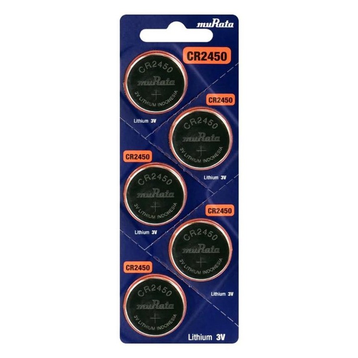 Set 5 baterii litiu Murata CR2450 3V 610mAh - eMAG.ro