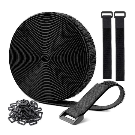 Banda velcro din nylon 5cm x 5m cu 20 cleme din plastic, reglabila si ...