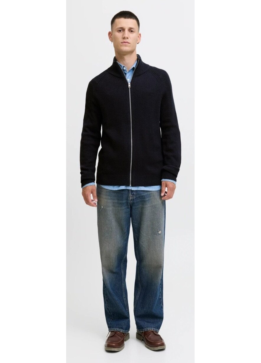 Jack & Jones Cardigan barbati cu fermoar si guler inalt, Regular fit ...