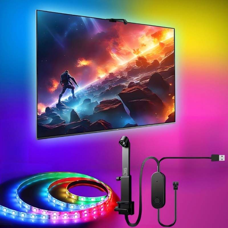 Banda Led Smart SIKS Pentru Fundal TV, 5 Metri, Kit Profesional TV ...