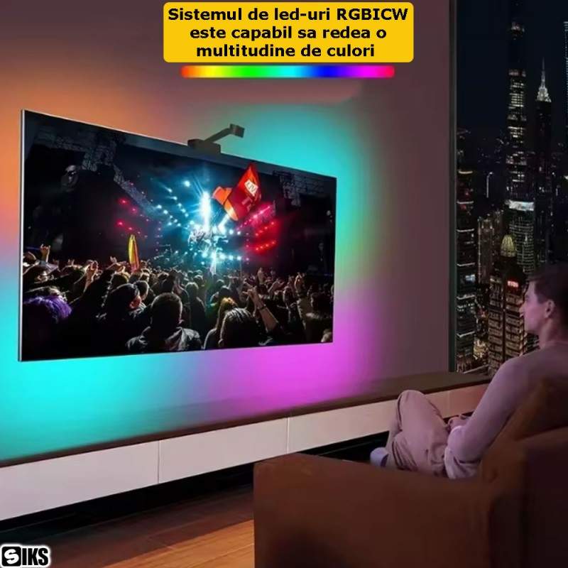 Banda Led Smart SIKS Pentru Fundal TV, 5 Metri, Kit Profesional TV ...