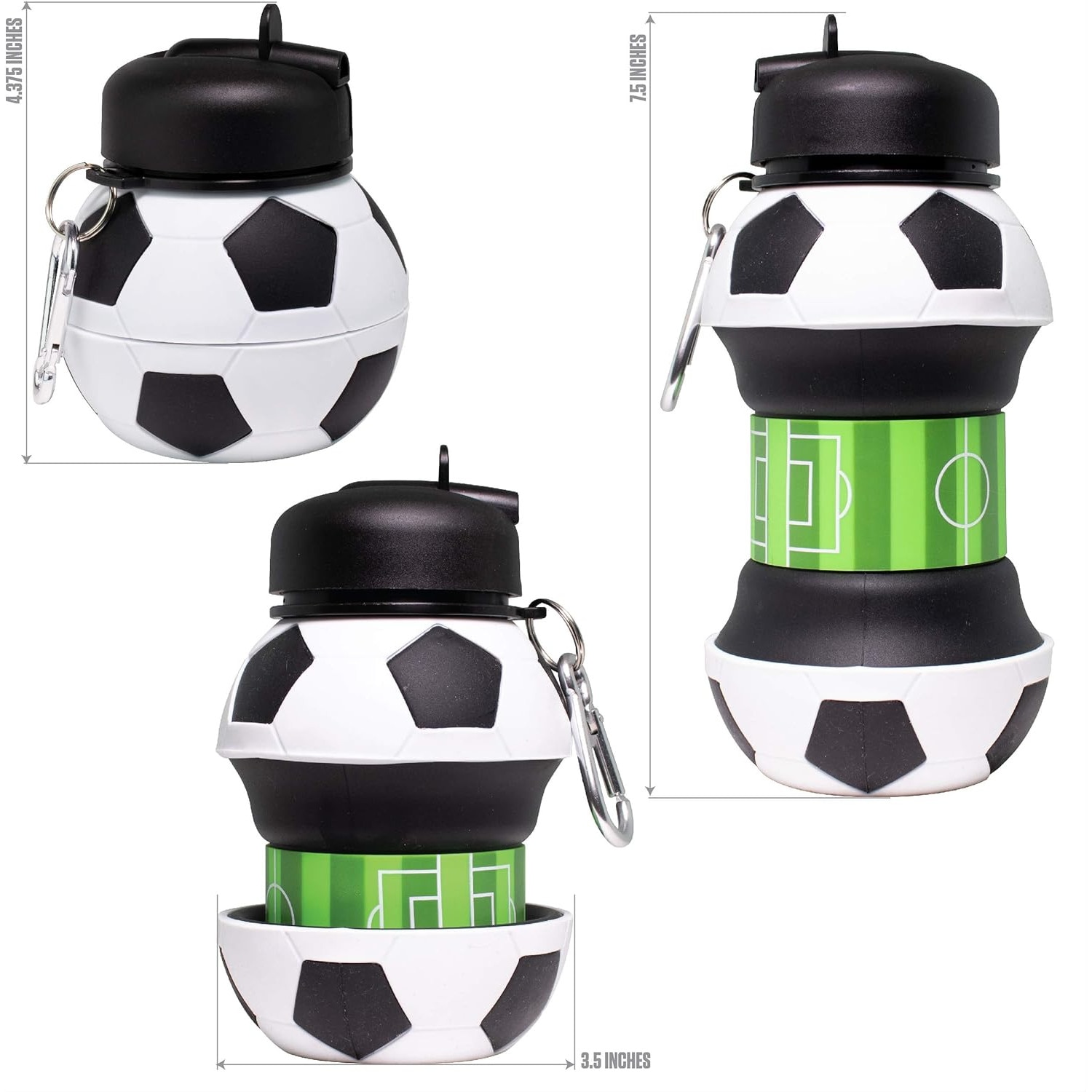 Sticla de apa pliabila pentru copii K, Model Fotbal, 550ml (18 oz ...