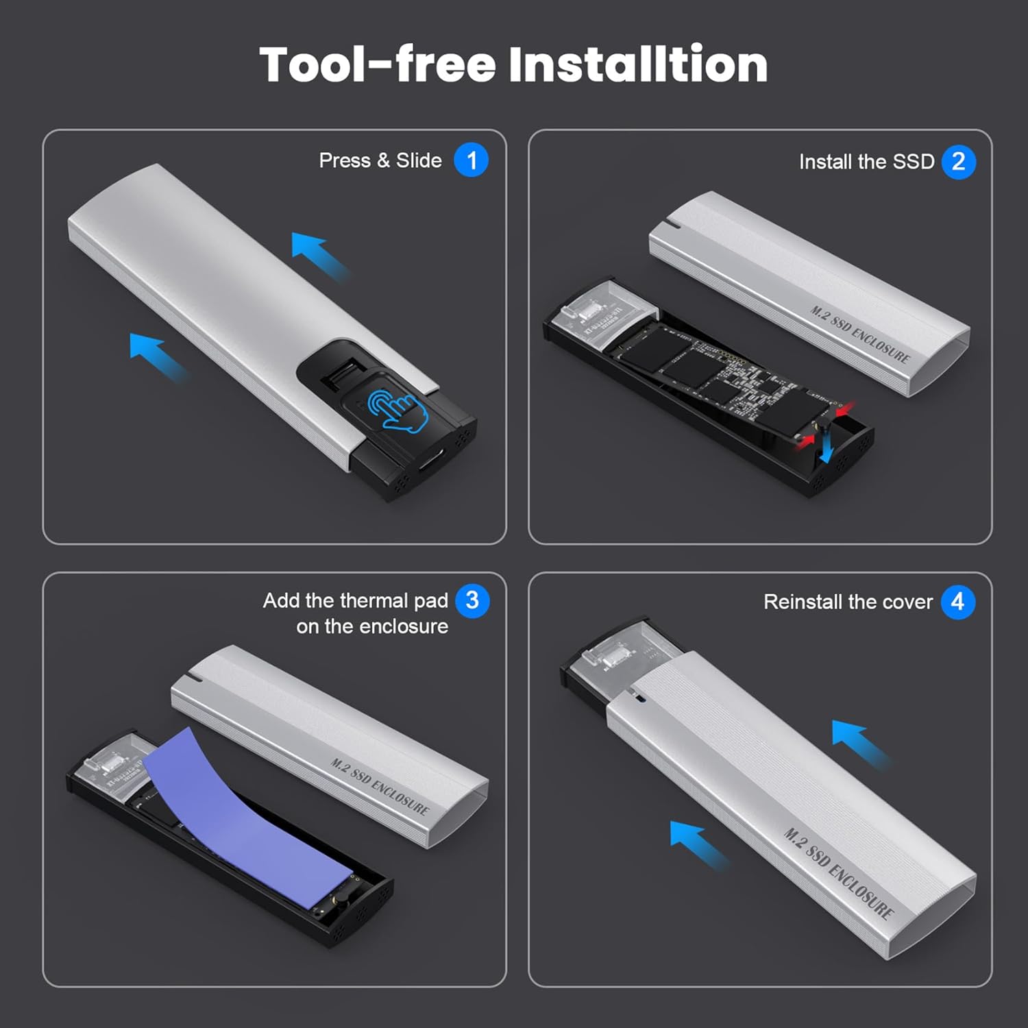 Rack extern SSD M.2 NVMe/NGFF, PRESOMA®, 10 Gbps, USB 3.1 Gen2 ...