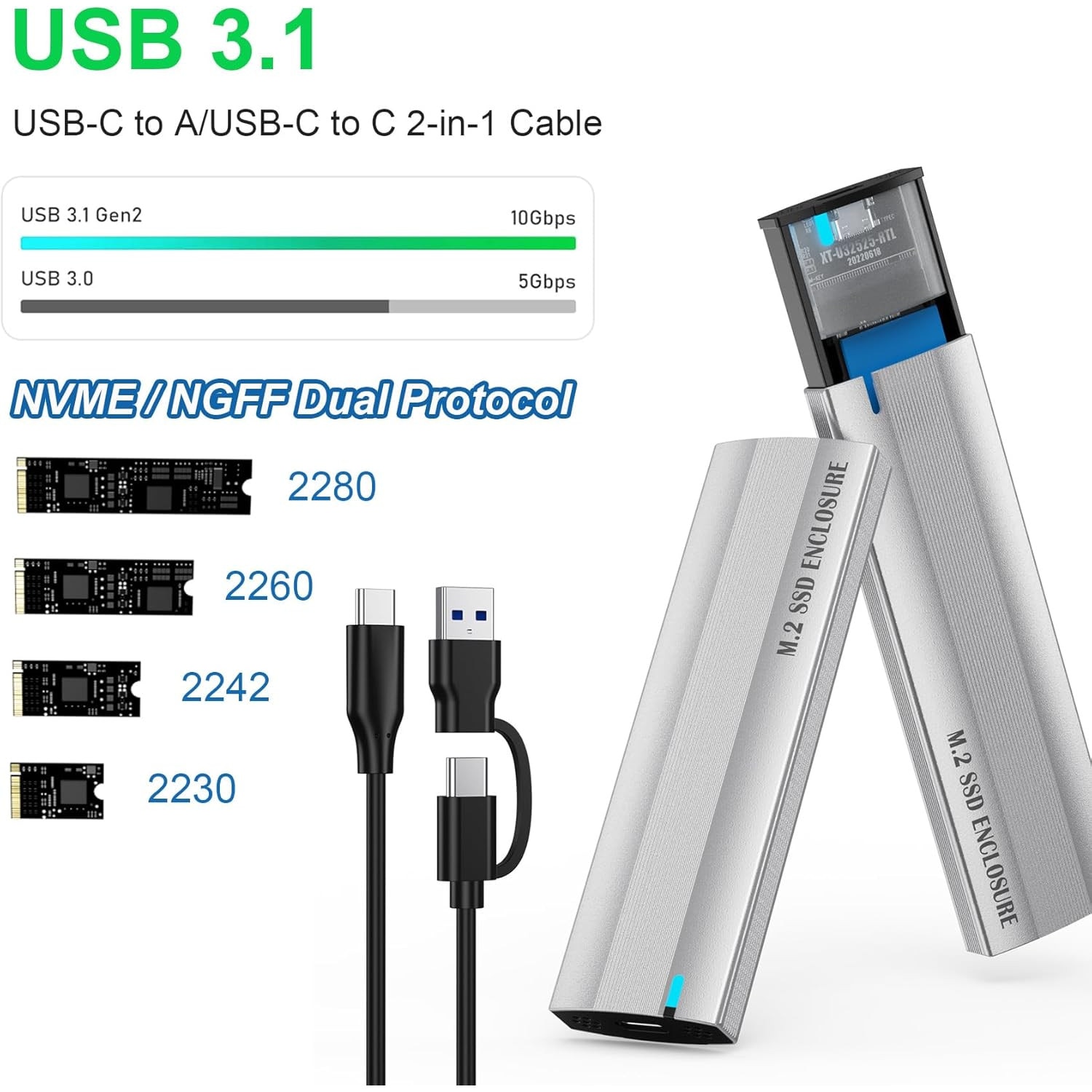 Rack extern SSD M.2 NVMe/NGFF, PRESOMA®, 10 Gbps, USB 3.1 Gen2 ...