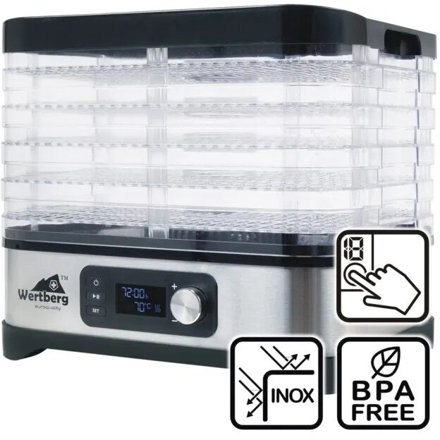 Deshidrator Wertberg SZ 4.55, 450 W, inox, 5 rafturi, 32x25x21, 5cm ...