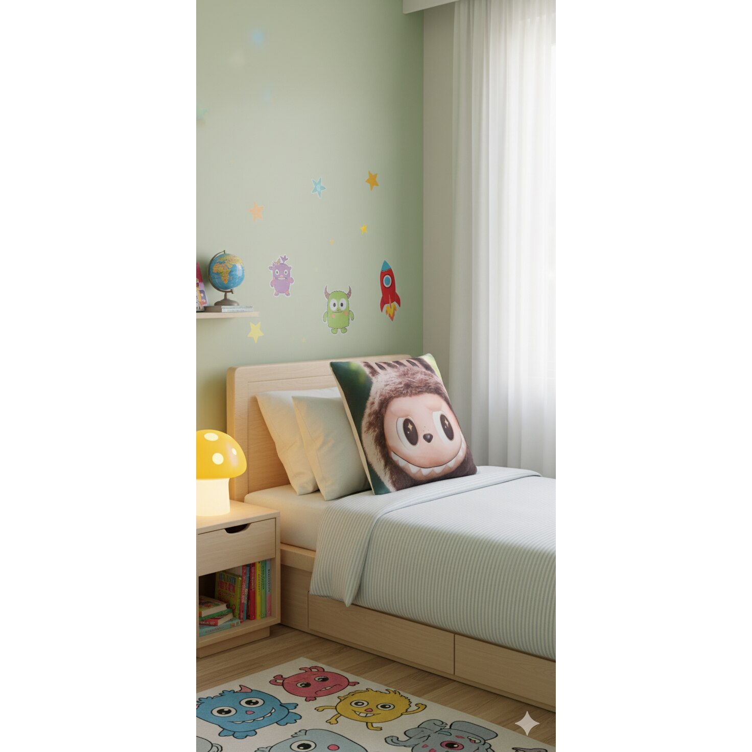 Perna decorativa Labubu, 45x45cm, moale, pufoasa, maro - eMAG.ro