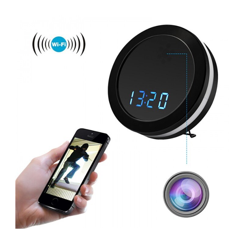 Ceas birou rotund cu camera ascunsa spion Full HD 1080p, iP, WiFi cu ...