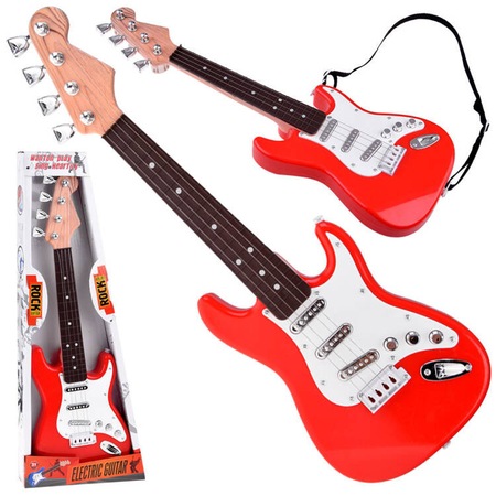 Chitara electronica pentru copii Jokomisiada red, cu 4 corzi metalice ...