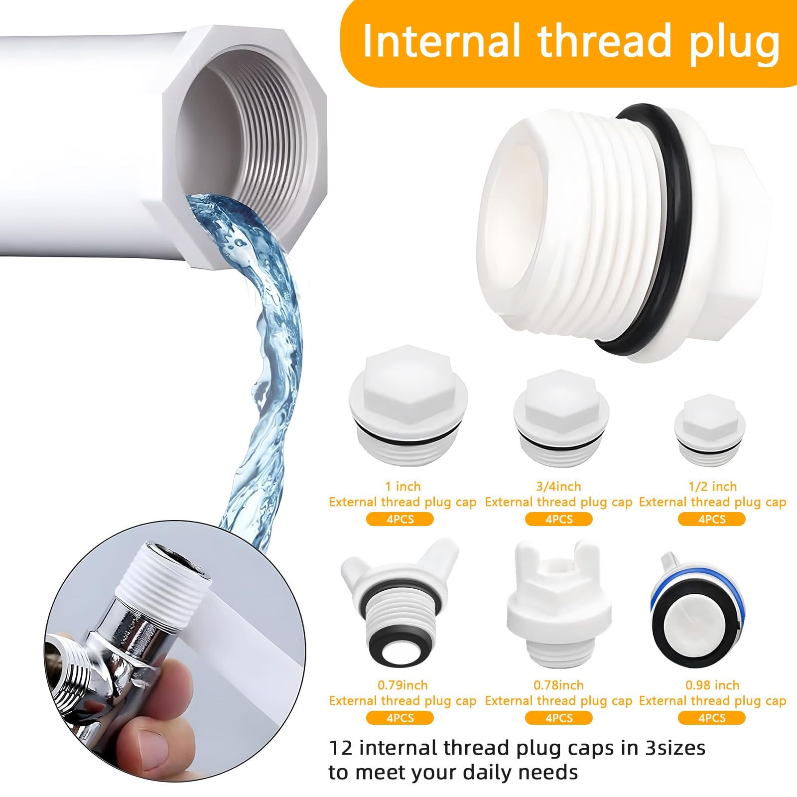 Dopuri etansare, Rezistente, 36 buc, PPR, Filet 1 3/4 1/2, Garnituri ...