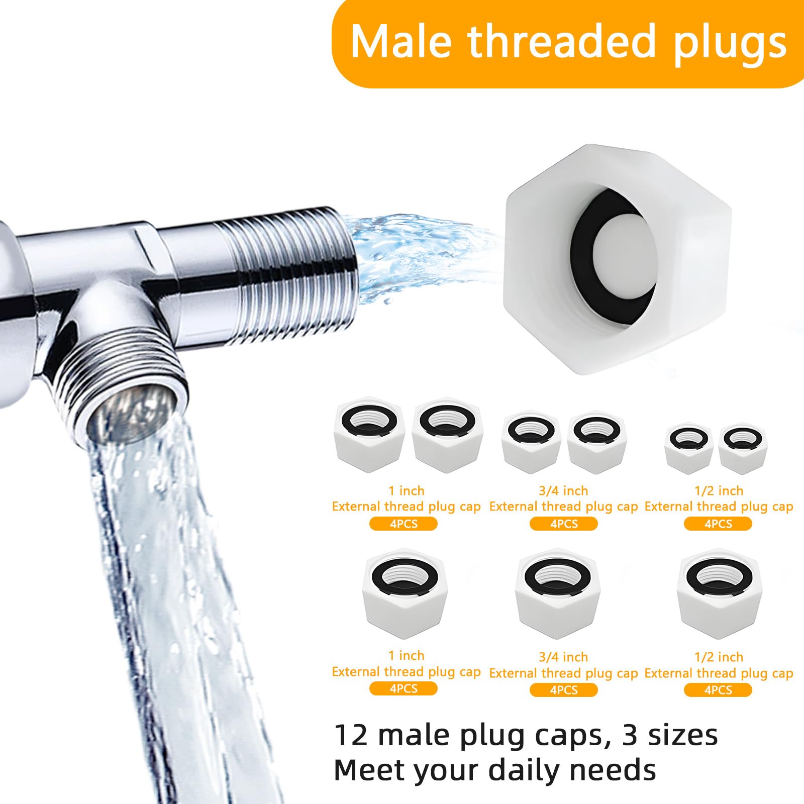 Dopuri etansare, Rezistente, 36 buc, PPR, Filet 1 3/4 1/2, Garnituri ...