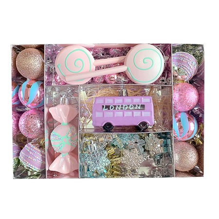 Set globuri de Craciun 34 buc, pastel, decorative pentru brad, design ...