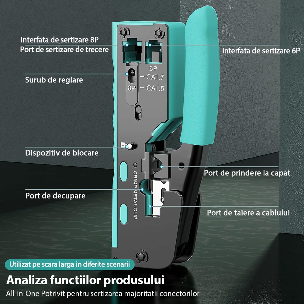 Cleste crimpare RJ45, DONFANLIA®, Multifunctional, Pass through ...