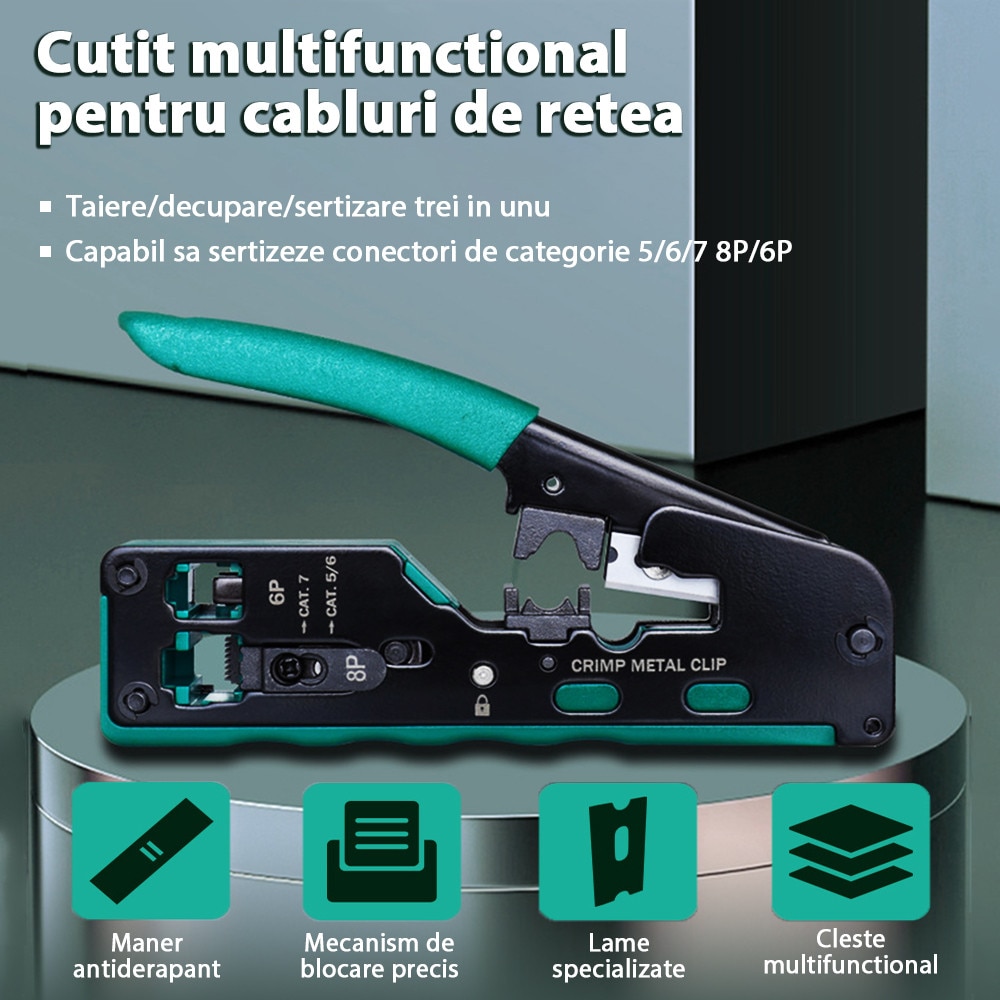Cleste crimpare RJ45, DONFANLIA®, Multifunctional, Pass through ...