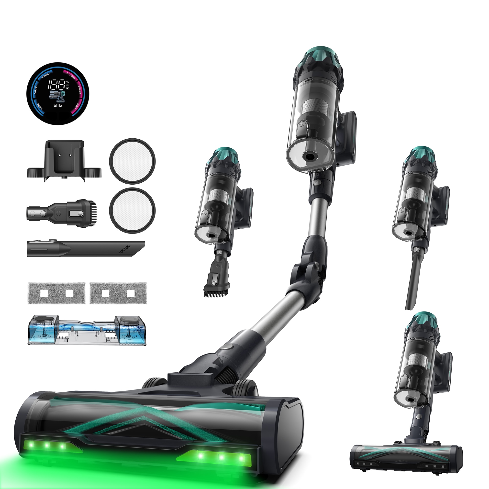 Aspirator vertical fara fir Vactidy V15 MAX, 76000PA/600W, 2 in 1 mop ...